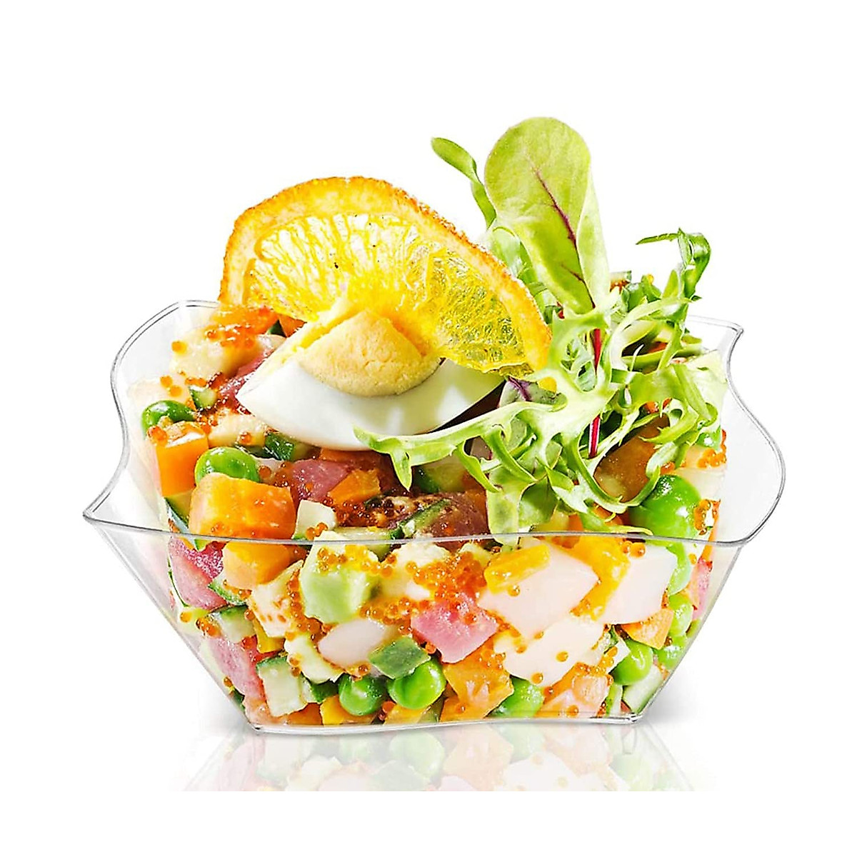 Healthcom 48 Packs 5 Oz Clear Dessert Bowls Plastic Appetizer Plates Dessert Dishes Bowls Tasting Cups Mini Dessert Bowls Serving Plate Reusable Disposable Bowls Small Catering Dessert Bowls for Party