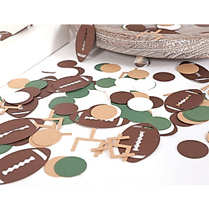 210 Pieces Football Party Table Confetti - First Year Dow，Baby Shower Sport Game Day Party Supplies，Superbowl Party Decorations，First Touch Down，Baby Boy，Brown Olive，First Year Down Football Birthday