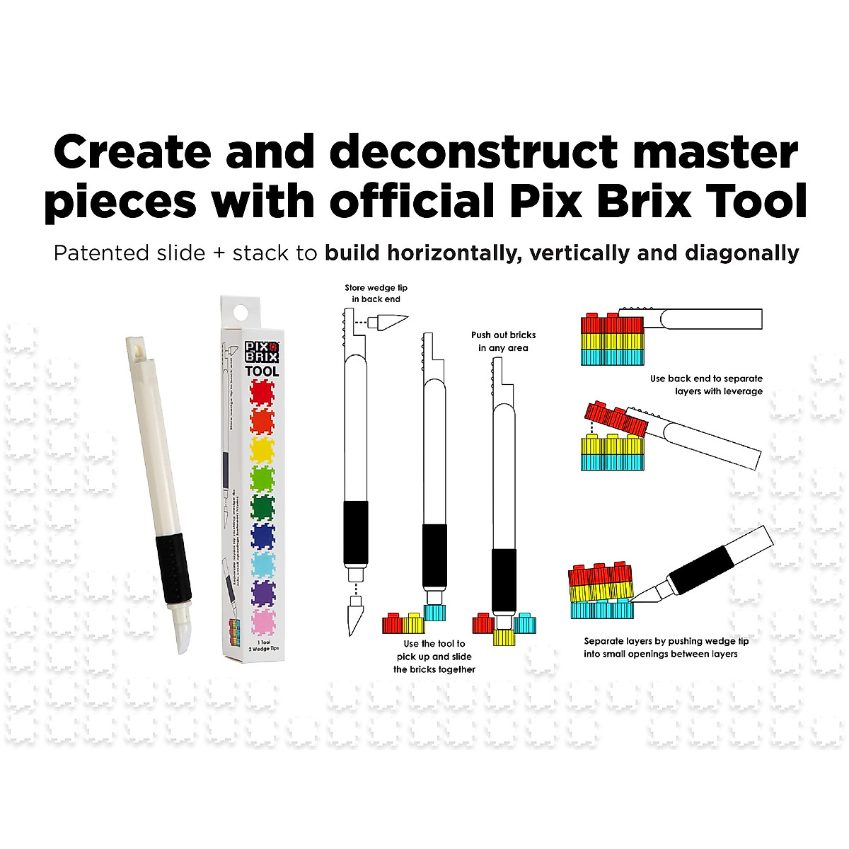 Pix Brix Pixel Art Puzzle Bricks – 6,000 Piece Pixel Art Container, 12 Color Light Palette – Interlocking Building Bricks, Create 2D and 3D Builds Without Water or Glue – Stem Toys, Ages 6 Plus