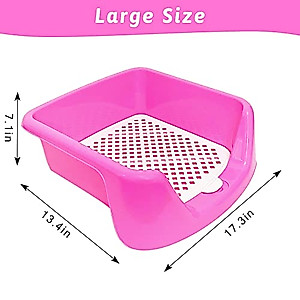 kathson Large Rabbit Litter Box Pet Cage Potty Corner Toilet Trainer Pan with Grate for Bunny Guinea Pig Chinchilla Ferret Puppy Small Animal (Pink)