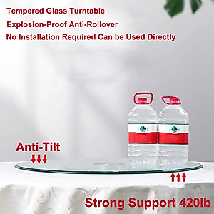 Keros Glass Clear Rotating Serving Plate, 20''/50cmTransparent Lazy Susan Turntable For Kitchen Dining Table, 47''/120cm Large Rotating Tray With Aluminum Alloy Bearing (Size : 50cm/20Inch)