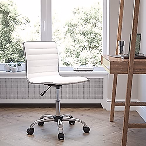 Flash Furniture Low Back Designer Armless White Ribbed Swivel Task Office Chair
