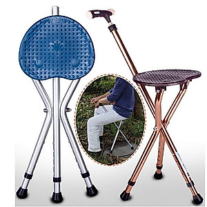 RUIRUI Folding Lightweight Adjustable Height Cane Seat, Brown