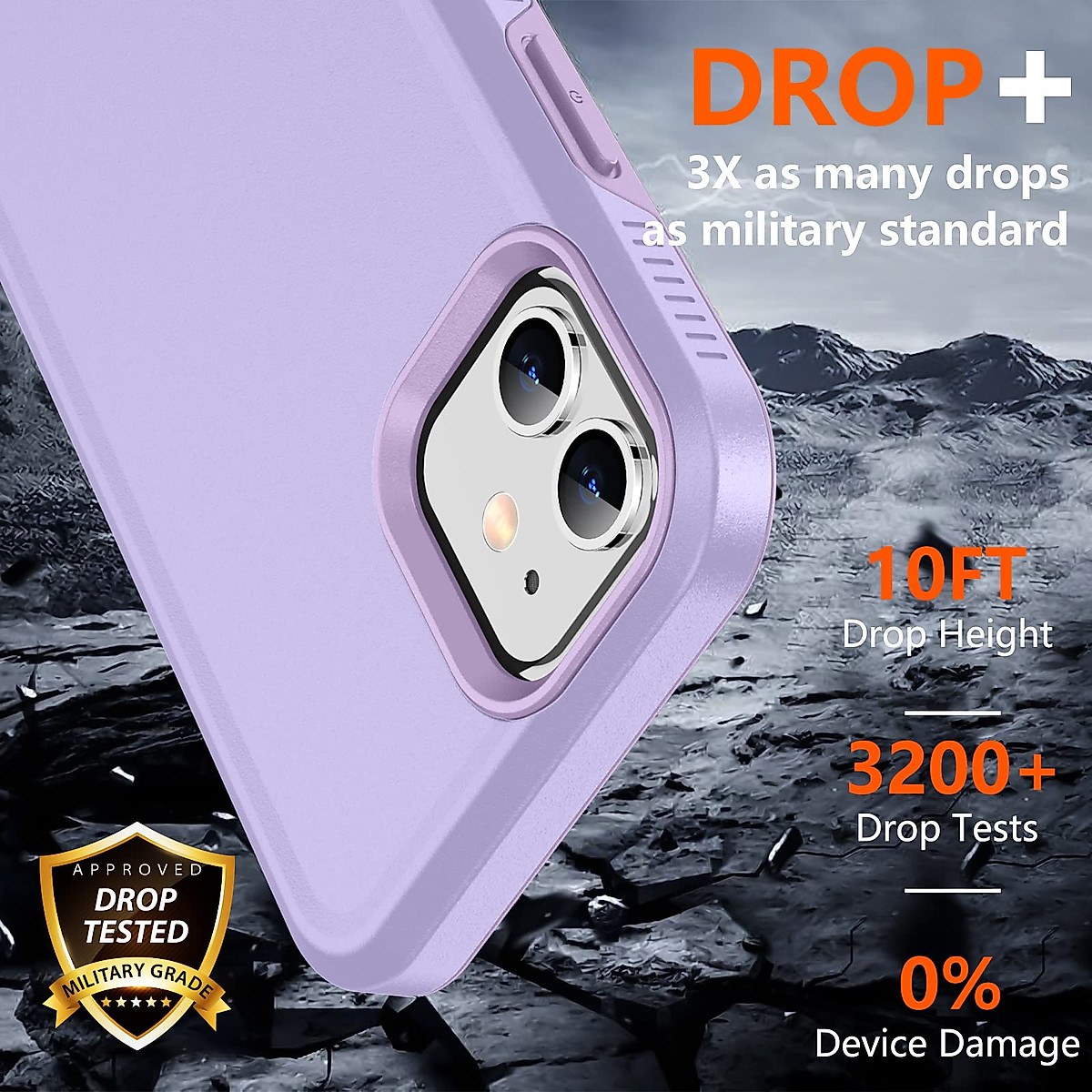 SPIDERCASE Shockproof for iPhone 11 Case,[10 FT Military Grade Drop Protection],with 2 pcs[Tempered Glass Screen Protector+Camera Lens Protector] Heavy Duty Full-Body Protective Phone Case，Purple