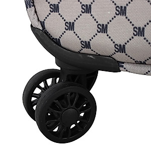 Steve Madden Designer Luggage - Checked Large 28 Inch Softside Suitcase - Expandable for Extra Packing Capacity - Lightweight Bag with Rolling Spinner Wheels (Noble Black/Grey, 28in)