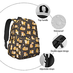 FeHuew 17 Inch Backpack Cute Dogs Shiba Inu Laptop Backpack School Bookbag Shoulder Bag Casual Daypack