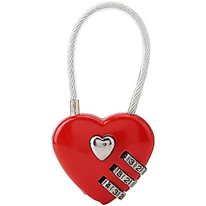 BALITY Combination Lock, 3 Digit Cute Love Padlock Mini Outdoor Combo Gate Lock Travel Luggage Locks Heart Shape Love Lock for Gym Locker, Extracurricular Locker, Home(red)