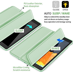 Hoidokly iPad 6th / 5th Generation 9.7 inch Case (2018/2017), iPad Air 2 & 1 9.7 Inch (2014/2013) Case with TPU Shockproof Back Cover [Built-in Pencil Holder, Auto Sleep/Wake] - Matcha Green