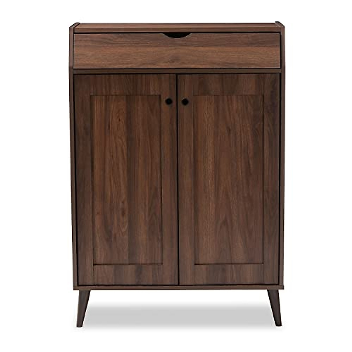 Baxton Studio Cormier Walnut Brown Finished 2-Door Wood Shoe Cabinet