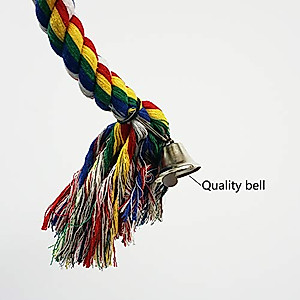 7 Angry Ants Twisted Rope Bird Perche Birdcage Stand with Bell for Parrot Macaw Parakeet Cockatoo Cockatiel Lovebird Bird Cage Accessories