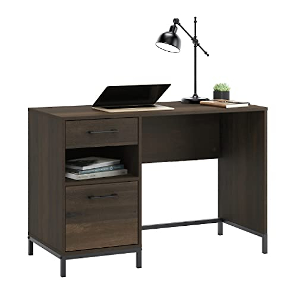 Sauder North Avenue Pedestal Home Office Desk, L: 41.97" x W: 18.50" x H: 28.15", Smoked Oak Finish