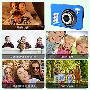 Digital Camera for Kids, 2.7K Digital Camera for Teens, Boys and Girls, 16X Digital Zoom Camera with 32GB SD Card and 2 Batteries (Blue)