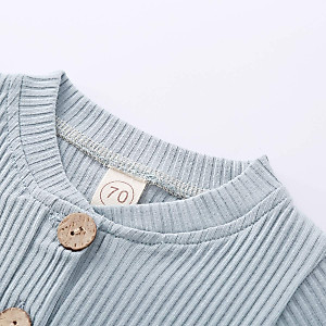 Ledy Champswiin Winter Newborn Baby Boy Girl Clothes Set Ribbed Outfits Unisex Infant Solid Long Sleeve Tops Pants 2PCS