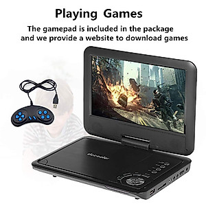 LSJZZ Portable DVD Player, 9.5 Inch HD TV Home Car DVD Player Swivel Screen Digital Multimedia Player for U Drive/AV in and Out/Gamepad