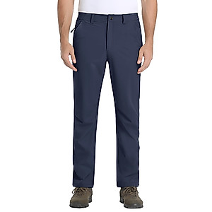 TACVASEN Men's Navy Blue Pants Hiking Pants Water Resistant Golf Pants Stretch Waist Quick Dry Travel Pants Lightweight Work Pants with Zipper Pocket