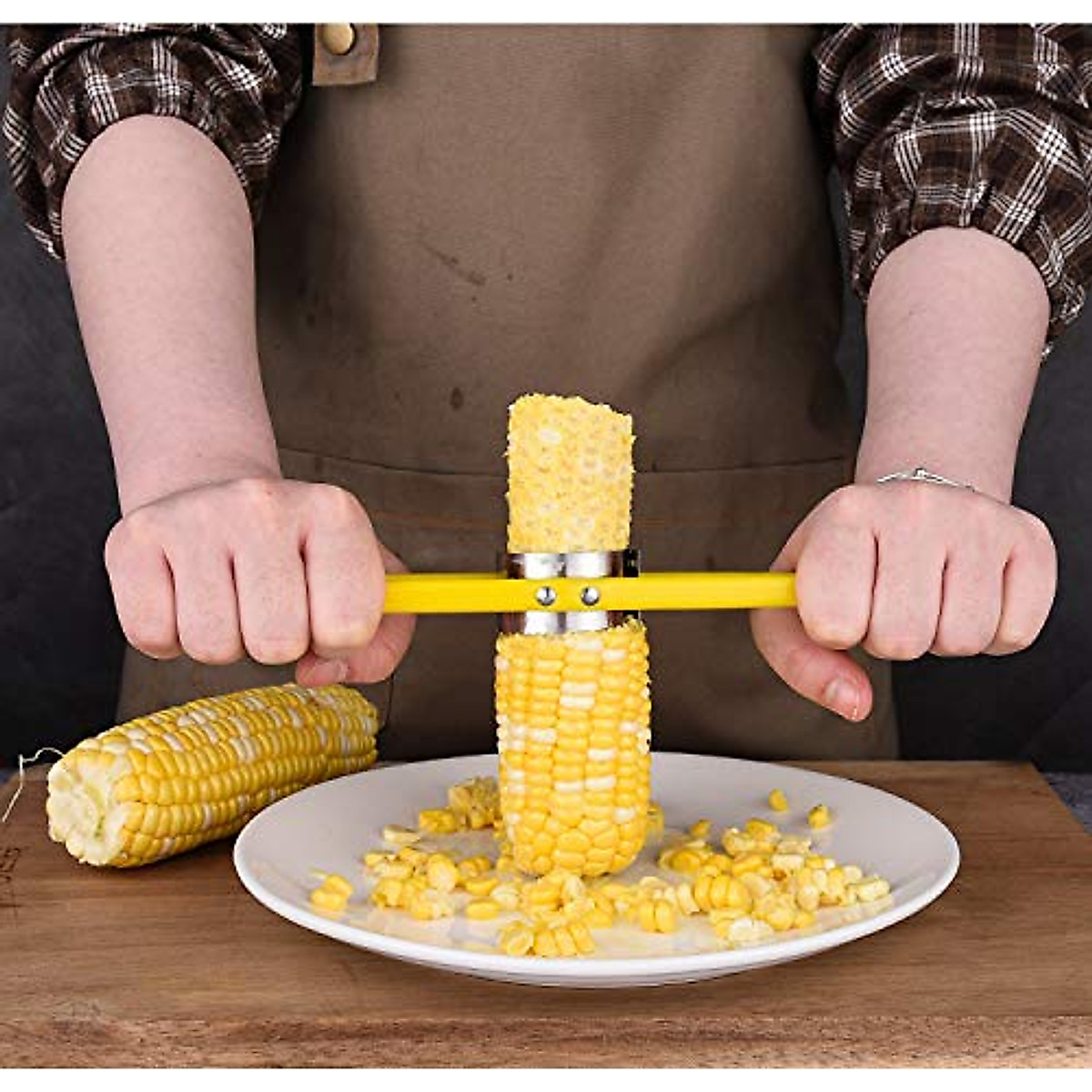 Corn Slicer Peeler Thresher Stainless Steel Corn on The Cobb Holders Corn Shucker Kitchen Cooking Tools，Easy to Operate and Clean, Reusable and Durable