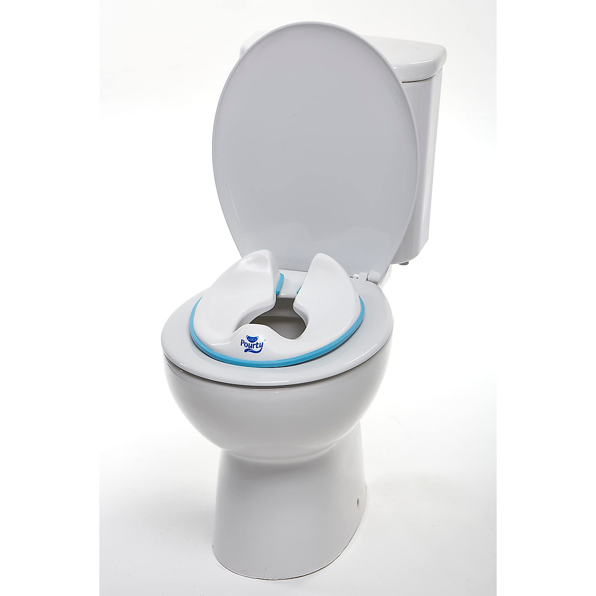 Pourty Flexi-Fit Toilet Trainer, White/Blue
