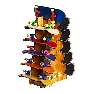 FLVFF Fingerboard Display Rack Storage Organizer Exhibit Finger Skate Rail ramps and Parks (RA1) (Brushed Light Brown)