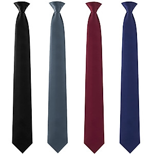 Bencailor 4 Pcs 24 Inch Men's Clip-on Ties Solid Color Men's Tie Pretied Clip on Ties for Men Men's Clip on Necktie Men's Button Ties(Black, Charcoal Grey, Navy Blue, Wine Red)