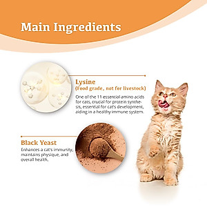 PROUDPET Supreme L-Lysine. Nutritional Supplement can Help Cats Keep Away from Herpes Virus. Also The Black Yeast can can Further Protect The Cat's Respiratory Health.