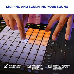 AKAI Professional APC64 Ableton MIDI Controller with 8 Touch Strips, Step Sequencer, 64 RGB Velocity-Sensitive Pads, CV Gates, MIDI In & Out, USB-C