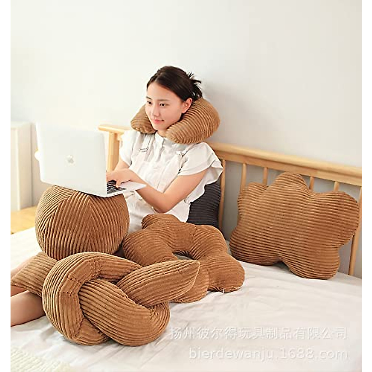 Nordic Style Soft Throw Pillow with Geometric Shape.Cloud ,The Pillow. Cushion(Flower, Brown)