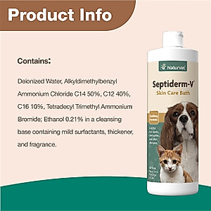 NaturVet Septiderm-V Skin Care Bath Wash for Dogs & Cats – Pet Health, Dog Skin, Itching, Hot Spots – Pet Shampoo, Grooming Aid – 16 Oz.