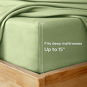 HOMEIDEAS Full Size Bed Sheets - 6 Piece Set (Sage Green) - Extra Soft Brushed Microfiber 1800 Bedding Sheets, Deep Pocket, Wrinkle & Fade Free