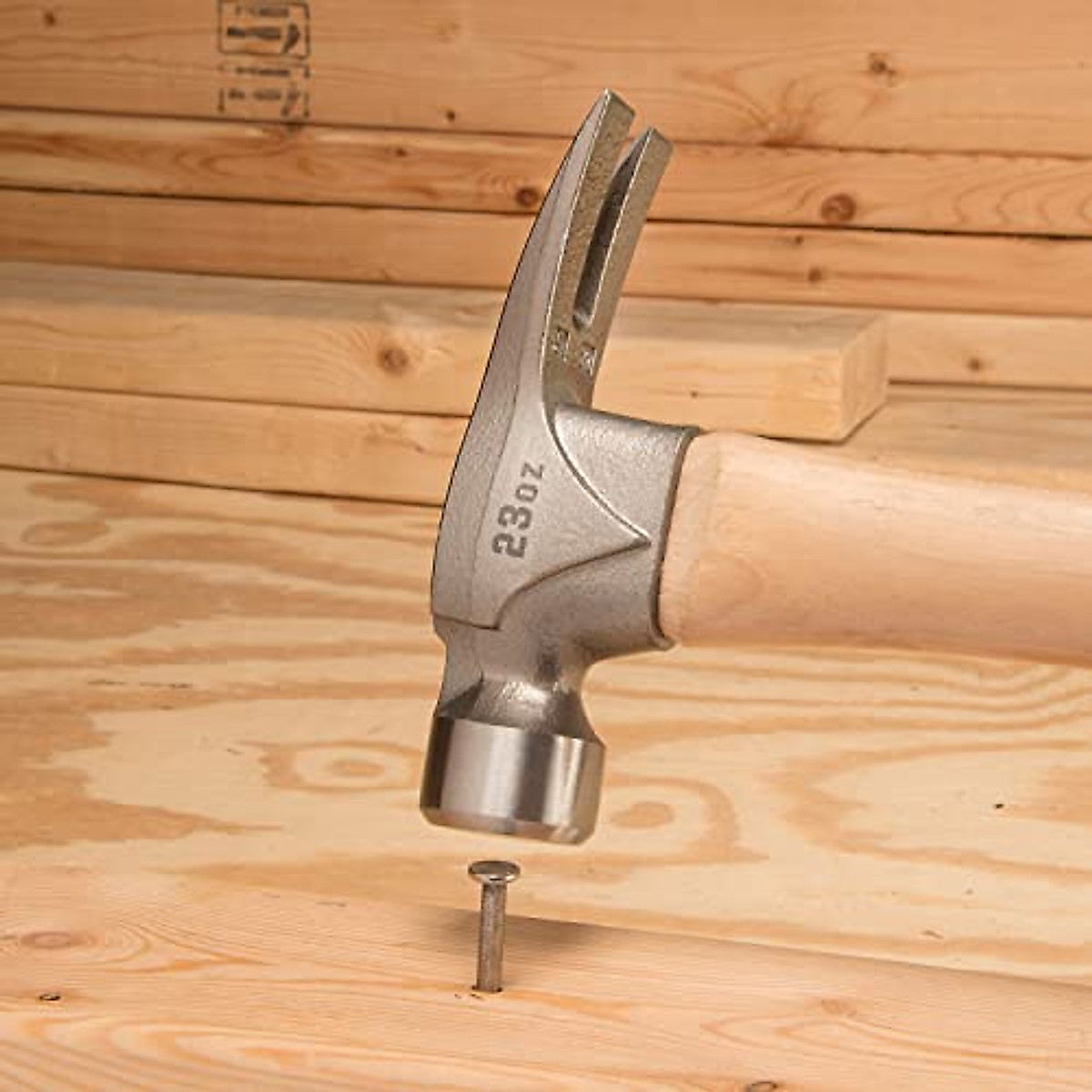 ESTWING Pro California Hammer - 23 oz Rip Claw Hammer with Smooth Face & Hickory Wood Handle - MRW23LS