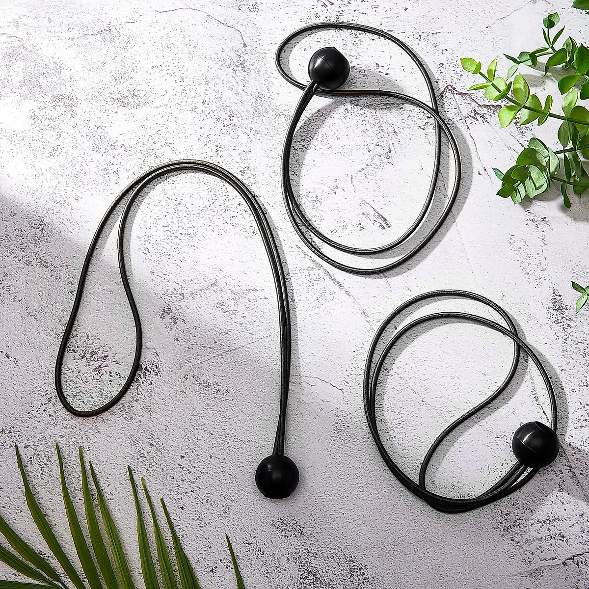 Woanger 12 Pcs Umbrella Strap for Parasol Patio Umbrella Bungee Strap with Ball for Multipurpose(Black)