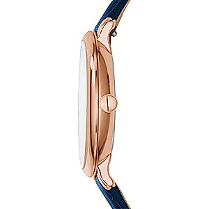 Fossil Women's Jacqueline Quartz Stainless Steel and Leather Watch, Color: Rose Gold, Navy (Model: ES3843)