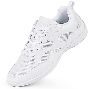 Smapavic Cheer Shoes for Women White Cheerleading Dance Shoes Training Athletic Comfortable Sneakers Size 8