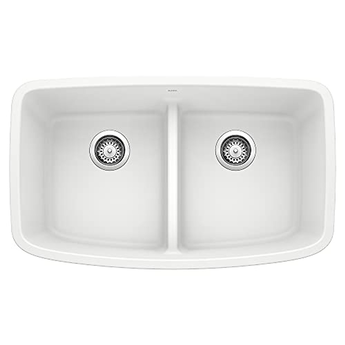 BLANCO, White 442199 VALEA SILGRANIT 50/50 Double Bowl Undermount Kitchen Sink with Low Divide, 32" X 19"