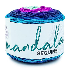 Lion Brand Yarn Mandala Sequins Yarn, Tanzanite, 885 Foot (Pack of 1)
