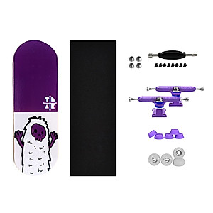 Teak Tuning 32mm Pro Fingerboard Heat Transfer Graphic Complete - Fully Assembled with Pro Level Parts - Pro Shaped Wood Deck (34x97mm), UltraSpin Wheels, Prodigy Trucks - Purple Yeti