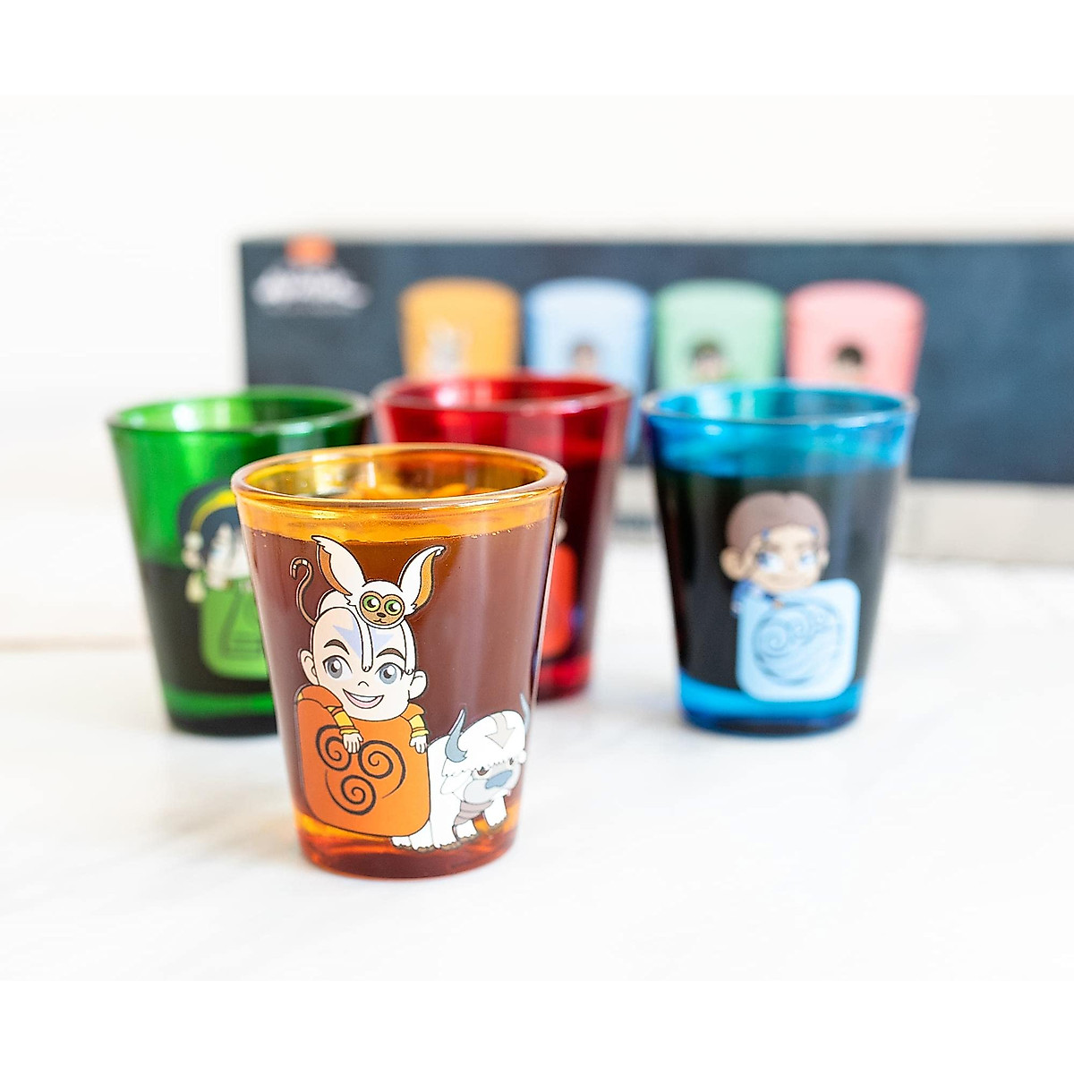 Surreal Entertainment Avatar: The Last Airbender Chibi Characters 2-Ounce Shot Glasses | Set of 4