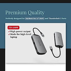 ADAM elements USB-C Hub/Laptop Docking Station – CASA Hub X 10in1 Multiport Adapter for Mac & PC - USB-C PD, USB-C, USB-A 3.1 x2, HDMI, VGA, RJ45, SD & microSD Card Reader, Audio