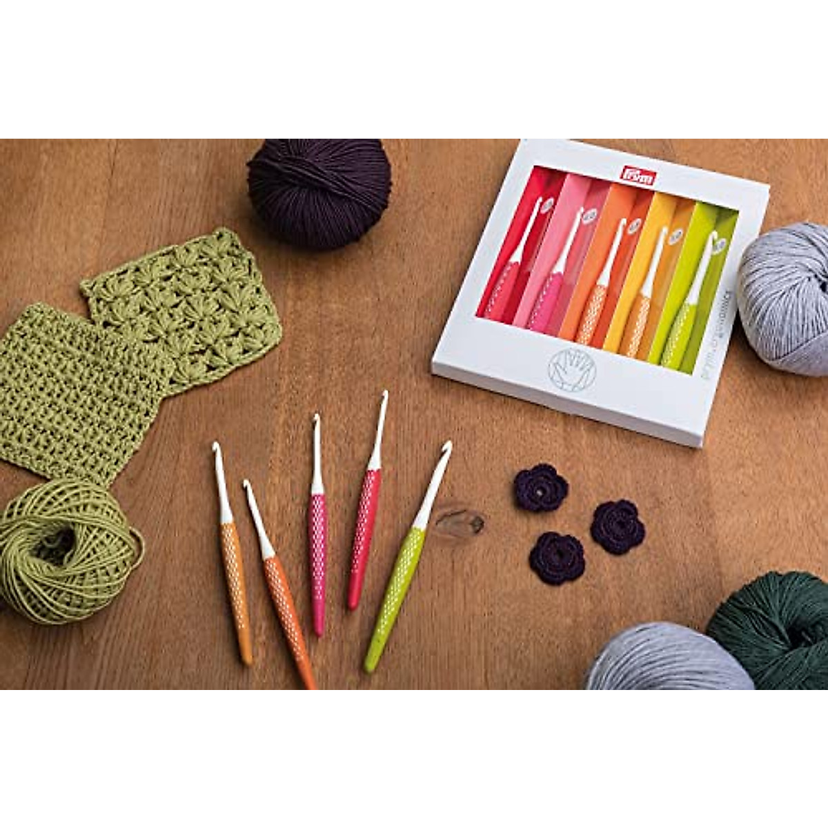 Prym Crochet Hook for Wool Ergonomics 3.50-6.00 mm x 1 Set, Multi, One Size