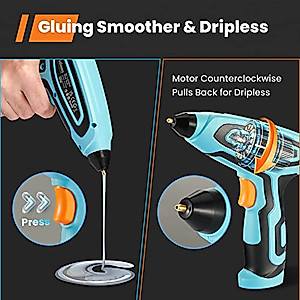 Cordless Dripless Glue Gun, GoGonova Auto Gluing Out 15s Fast Preheating Glue Gun, 5Ah USB-C Rechargeable Hot Glue Gun Kit with 25 Pcs Premium Mini Glue Sticks, Smart Power-Off