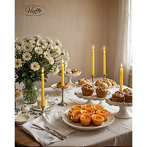 Viyffo 8 Inch Beeswax Taper Candles Set of 6, Natural Unscented Bee Wax Candle, Long Tall Tapered Candlesticks Wedding Home Decor Dinner