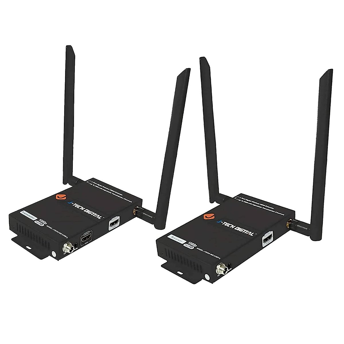 J-Tech Digital Wireless HDMI Extender 1X2 up to 200ft 1080P with HDMI Loop Output IR Passthrough (1TX + 1RX)