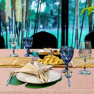 3 Pcs 54 x 108 Inch Pink Rose Gold Tablecloth for Parties Decorations Glitter Shiny Runner Waterproof Table Cover for Wedding Baby Shower Graduation Anniversary Holiday Birthday Decoration