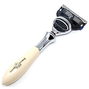 Edwin Jagger Plaza Shaving Handle Compatible With Gillette Fusion Razor Cartridge (Imitation Ivory)