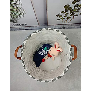 ASKETAM Fabric Laundry Basket Canvas Laundry Hamper for Dirty Clothes Toy Organizer Kid Nursery Room Decor Basket(Double seven)