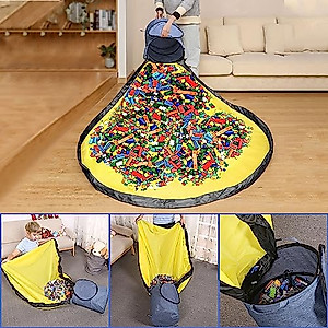 YUTBES Toy Box and Game Pad,Kids Toy Storage Organizer,Toy Storage Basket With Lid,Suitable for Toys With Building Blocks Building Materials or Other Similar Styles - blue