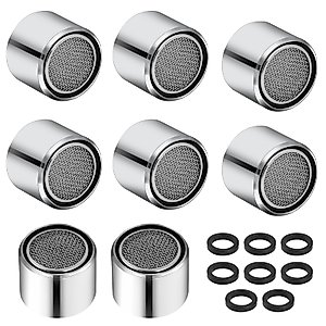 Faucet Aerator for Kitchen and Bathroom Sink, 8 Pcs Female Thread Chrome Brass 55/64 Inch 22mm Filter With Gasket