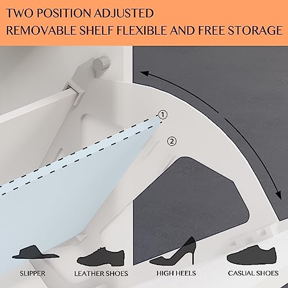 Wildhome Shoe Cabinet,20 Pair Freestanding Shoe Rack Storage Organizer with 2 Flip Door,2-Tier Shoe Storage Cabinet for Heels, Boots, Slippers (White)