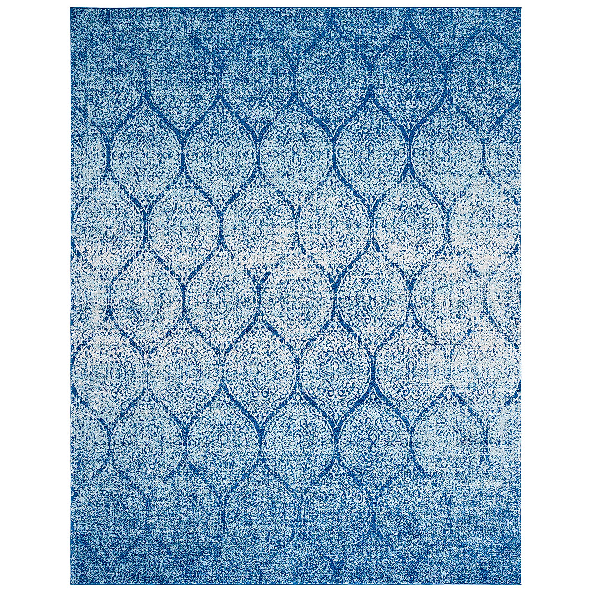 SAFAVIEH Madison Collection X-Large Area Rug - 12' x 15', Navy & Blue, Glam Ogee Trellis Distressed Design, Non-Shedding & Easy Care, Ideal for High Traffic Areas in Living Room, Bedroom (MAD604N)