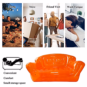 KAERMU Inflatable Deck Chair with Air Pump, PVC Lounger Sofa for Indoor Living Room Bedroom, Outdoor Travel Camping Picnic Beach (Orange)