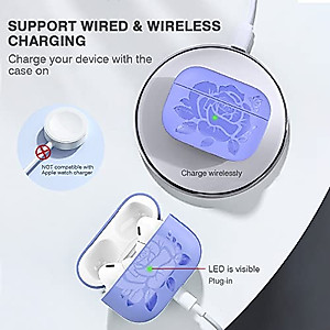 for Airpods Pro 2 Case (2022),DATIMIRA Rose Engraved TPU Apple airpods pro 2nd Generation Case Cover with Strap for Women and Girls,Blue